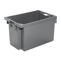 Drehstapelbeh&auml;lter aus HDPE, Volumen 60 l, W&auml;nde und Boden geschlossen, grau kaiserkraft