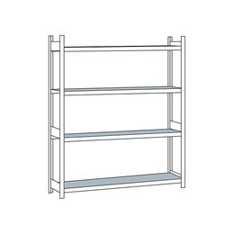 Schulte Weitspannregal, mit Stahlboden, Höhe 2500 mm, Spannweite 2500 mm, Grundregal, Tiefe 400 mm