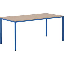 eurokraft basic Mehrzwecktisch, HxBxT 720 x 1600 x 800 mm, Platte Buche-Dekor, Gestell enzianblau