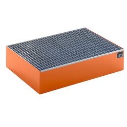 Paletten-Auffangwanne, LxBxH 1200 x 800 x 260 mm, orange RAL 2000, mit Gitterrost kaiserkraft