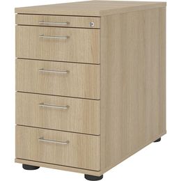eurokraft pro Standcontainer, 1 Utensilienschub, 4 Materialsch&uuml;be, Eiche