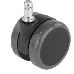 Proroll Stuhlrolle, Rad-&Oslash; 65 mm, VE 5 Stk, Steckbolzen mit Klemmring, schwarz, weiches Rad, Hals-&Oslash; 23 mm