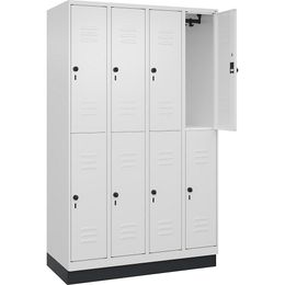 C+P Doppelstock-Spind Classic PLUS, 4 Abteile, verkehrswei&szlig;, HxB 1950 x 1200 mm, mit Bodensockel, Drehriegel