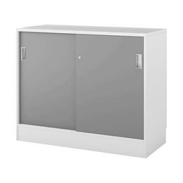 Schrank Chicago mit Schiebet&uuml;ren, HxBxT 948 x 1215 x 400 mm, wei&szlig; / lichtgrau kaiserkraft