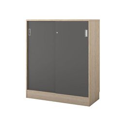 Schrank Chicago mit Schiebet&uuml;ren, HxBxT 1353 x 1215 x 400 mm, Eiche / dunkelgrau kaiserkraft