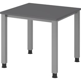 eurokraft pro Schreibtisch, 4-Fu&szlig;-Gestell, Breite 800 mm, alusilber / graphit