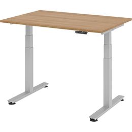 Stehschreibtisch, elektrisch höhenverstellbar, gerade, BxT 1200 x 800 mm, Nussbaum kaiserkraft