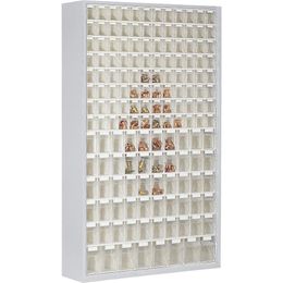 Magazinschrank aus Stahlblech, mit 154 transparenten Klappk&auml;sten, lichtgrau kaiserkraft