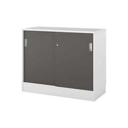 Schrank Chicago mit Schiebet&uuml;ren, HxBxT 948 x 1215 x 400 mm, wei&szlig; geb&uuml;rstet / dunkelgrau kaiserkraft