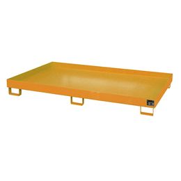 eurokraft pro Regal-Bodenwanne, 240 l Auffangvolumen, LxBxH 2150 x 1300 x 225 mm, ohne Gitterrost, orange lackiert