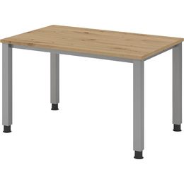 eurokraft pro Schreibtisch, 4-Fu&szlig;-Gestell, Breite 1200 mm, alusilber / Asteiche