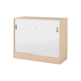 Schrank Chicago mit Schiebet&uuml;ren, HxBxT 948 x 1215 x 400 mm, Birke / wei&szlig; geb&uuml;rstet kaiserkraft