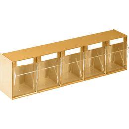 eurokraft basic Klappkasten-System, pastellgelb, Polystyrol, HxBxT 164 x 600 x 133 mm, 5 K&auml;sten