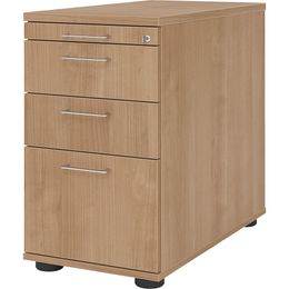 eurokraft pro Standcontainer, 1 Utensilienschub, 2 Materialschübe, 1 Hängeregistratur, Dekor Nussbaum