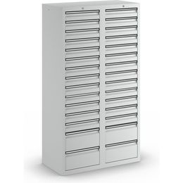 Schubladenschrank, HxBxT 1800 x 1000 x 500 mm, 26 Schubladen 100 mm, 4 Schubladen 200 mm hoch, Korpus und Schubladen grau kaiserkraft