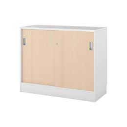 Schrank Chicago mit Schiebet&uuml;ren, HxBxT 948 x 1215 x 400 mm, wei&szlig; geb&uuml;rstet / Birke kaiserkraft