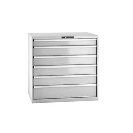 LISTA Schubladenschrank, Stahlblech, HxB 1000 x 1023 mm, 6 Schubladen, Tragkraft 75 kg, lichtgrau