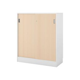 Schrank Chicago mit Schiebet&uuml;ren, HxBxT 1353 x 1215 x 400 mm, wei&szlig; geb&uuml;rstet / Birke kaiserkraft