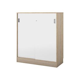 Schrank Chicago mit Schiebet&uuml;ren, HxBxT 1353 x 1215 x 400 mm, Eiche / wei&szlig; geb&uuml;rstet kaiserkraft