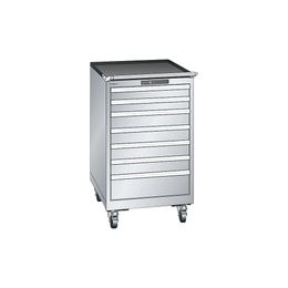 LISTA Schubladenschrank, Stahlblech, HxB 990 x 564 mm, 7 Schubladen, fahrbar, enzianblau