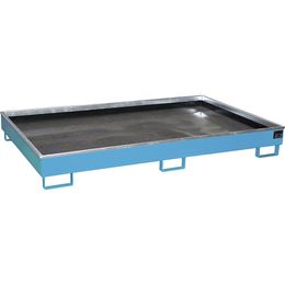 eurokraft pro Regal-Bodenwanne mit PE-Einsatz, 1000 l Auffangvolumen, LxBxH 2165 x 1315 x 510 mm, blau, ab 3 Stk