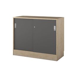 Schrank Chicago mit Schiebet&uuml;ren, HxBxT 948 x 1215 x 400 mm, Eiche / dunkelgrau kaiserkraft