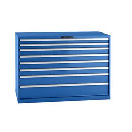 LISTA Schubladenschrank, Stahlblech, HxB 1000 x 1431 mm, 8 Schubladen, Tragkraft 75 kg, enzianblau