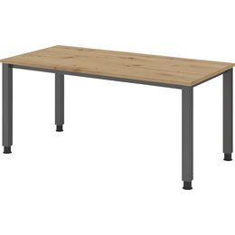 eurokraft pro Schreibtisch, 4-Fu&szlig;-Gestell, Breite 1600 mm, graphit / Asteiche