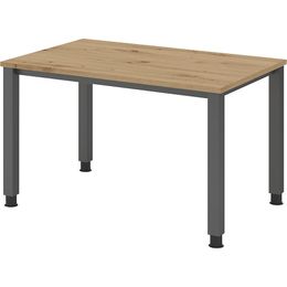 eurokraft pro Schreibtisch, 4-Fu&szlig;-Gestell, Breite 1200 mm, graphit / Asteiche