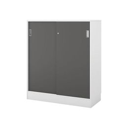Schrank Chicago mit Schiebet&uuml;ren, HxBxT 1353 x 1215 x 400 mm, wei&szlig; geb&uuml;rstet / dunkelgrau kaiserkraft