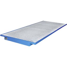 eurokraft pro Regal-Einhängewanne, mit verzinktem Gitterrost, LxB 3250 x 1250 mm, blau lackiert