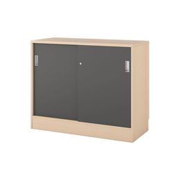 Schrank Chicago mit Schiebet&uuml;ren, HxBxT 948 x 1215 x 400 mm, Birke / dunkelgrau kaiserkraft