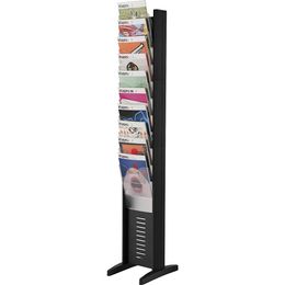 EasyDisplay Prospektst&auml;nder, station&auml;r, 10 F&auml;cher, HxBxT 1620 x 300 x 385 mm, schwarz