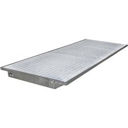 eurokraft pro Regal-Einhängewanne, mit verzinktem Gitterrost, LxB 3550 x 1250 mm, feuerverzinkt