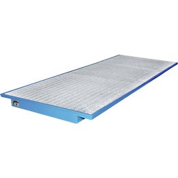 eurokraft pro Regal-Einhängewanne, mit verzinktem Gitterrost, LxB 3550 x 1250 mm, blau lackiert