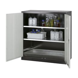 ASECOS Labor-Chemikalienschrank, 2-t&uuml;rig, halbhoch, 2 Fachb&ouml;den, ohne Sichtfenster, grau