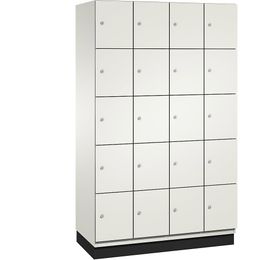 C+P 5er-Schlie&szlig;fachschrank Cambio, 4 Abteile, reinwei&szlig; / wei&szlig;, HPL-T&uuml;r, B 1200 mm, 20 F&auml;cher