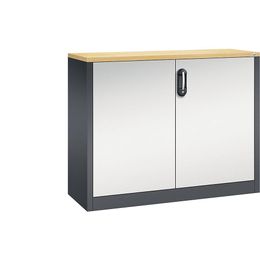 C+P ACURADO Akten-Sideboard, 2 Ordnerhöhen, HxBxT 1000 x 1200 x 400 mm, schwarzgrau / lichtgrau
