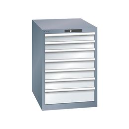 LISTA Schubladenschrank, Stahlblech, HxB 800 x 564 mm, 7 Schubladen, grau metallic / lichtgrau