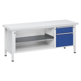 ANKE Werkbank, Gestellbauweise Serie V, 1 Schublade 180 mm, T&uuml;r 360 mm, Universalplatte, Teilauszug