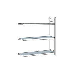 Schulte Weitspannregal, mit Stahlboden, Höhe 2000 mm, Spannweite 1500 mm, Anbauregal, Tiefe 600 mm