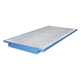 eurokraft pro Regal-Einhängewanne, mit verzinktem Gitterrost, LxB 2650 x 1250 / 915 mm, blau lackiert