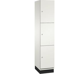 C+P 3er-Schlie&szlig;fachschrank Cambio, 1 Abteil, reinwei&szlig; / wei&szlig;, HPL-T&uuml;r, B 400 mm, 3 F&auml;cher
