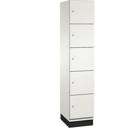 C+P 5er-Schlie&szlig;fachschrank Cambio, 1 Abteil, reinwei&szlig; / wei&szlig;, HPL-T&uuml;r, B 400 mm, 5 F&auml;cher