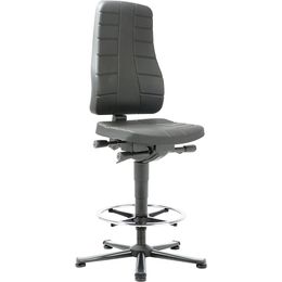 bimos Arbeitsdrehstuhl All-in-One, mit Bodengleitern und Fußring, PU-Schaum, schwarz