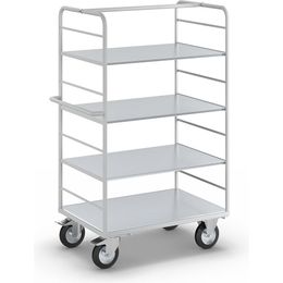 eurokraft pro ESD-Etagenwagen, mit 2 Seitenw&auml;nden, Ladefl&auml;chen-LxB 975 x 620 mm, 4 Etagen