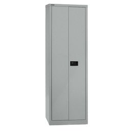 Bisley UNIVERSAL Flügeltürenschrank, HxBxT 1950 x 600 x 400 mm, 4 Fachböden, 5 Ordnerhöhen, silber