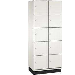 C+P 5er-Schlie&szlig;fachschrank Cambio, 2 Abteile, reinwei&szlig; / wei&szlig;, HPL-T&uuml;r, B 800 mm, 10 F&auml;cher