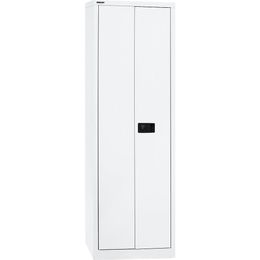 Bisley UNIVERSAL Flügeltürenschrank, HxBxT 1950 x 600 x 400 mm, 4 Fachböden, 5 Ordnerhöhen, verkehrsweiß