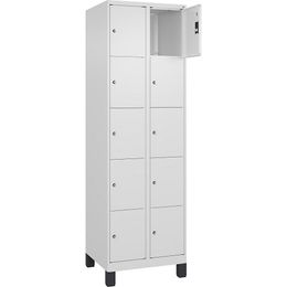 C+P 5er-Schlie&szlig;fachschrank Classic PLUS, 2 Abteile, verkehrswei&szlig;, B 600 mm, 10 F&auml;cher, mit F&uuml;&szlig;en